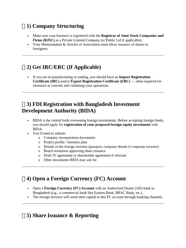 FDI Registration Process | PDF | Joint Venture | Private Law
