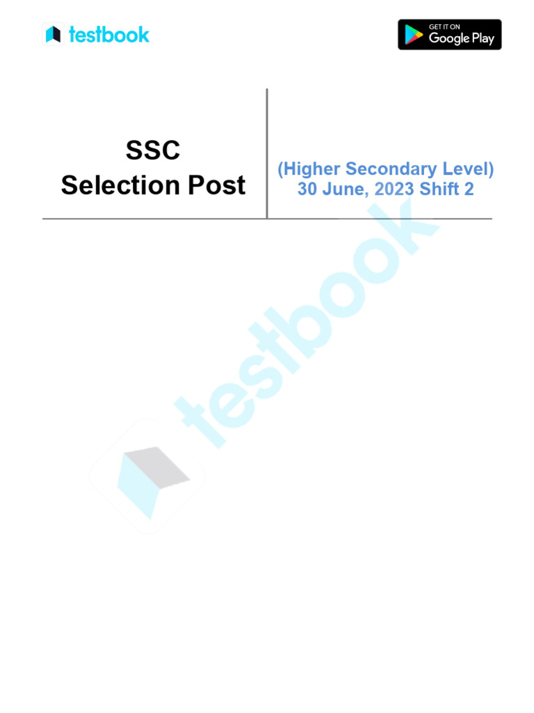 SSC Selection Post 2023 Exam Paper | PDF | Speed