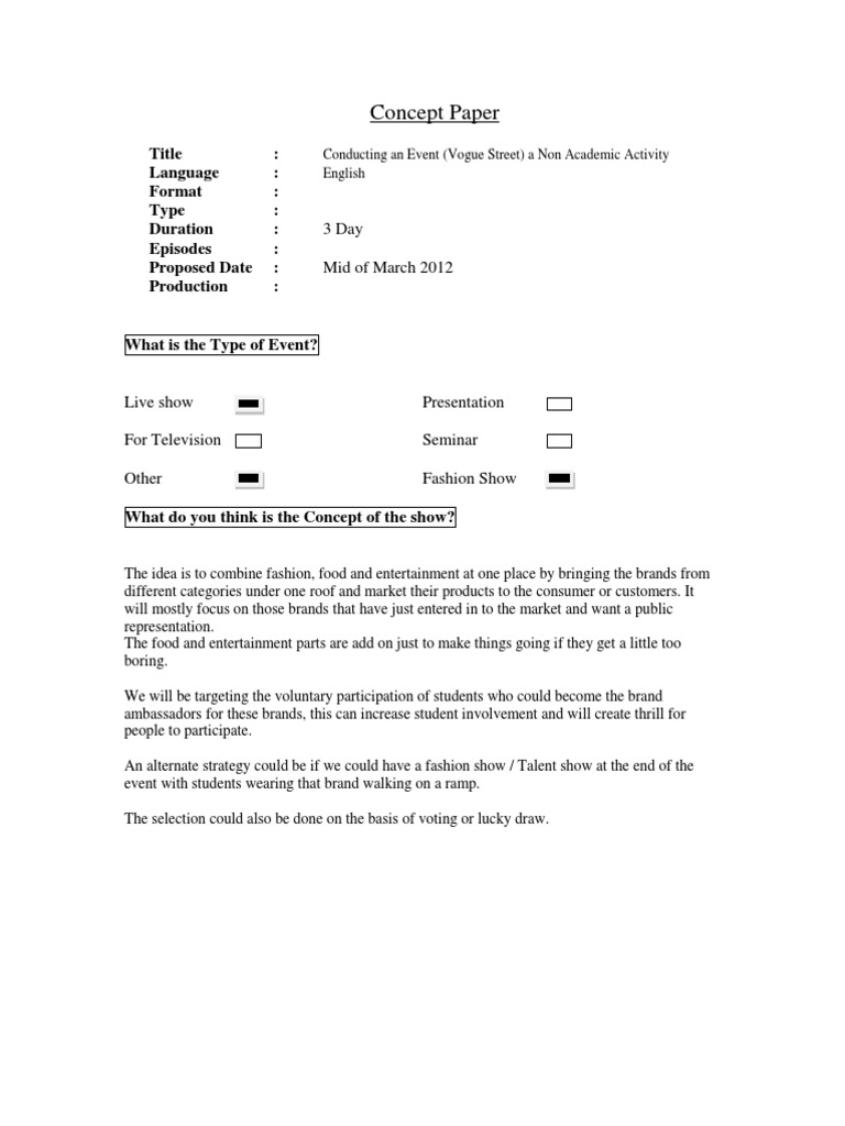 Concept Paper | PDF | Fashion | Sponsor (Commercial)