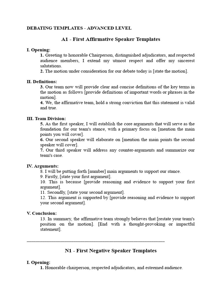 GCDC25 - Debating Templates Advanced Levels | PDF | Argument | Logic