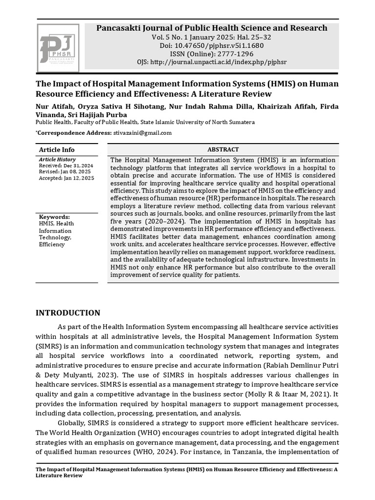 SIMRS Impact on HR Efficiency in Hospitals | PDF | Health Care | Health ...