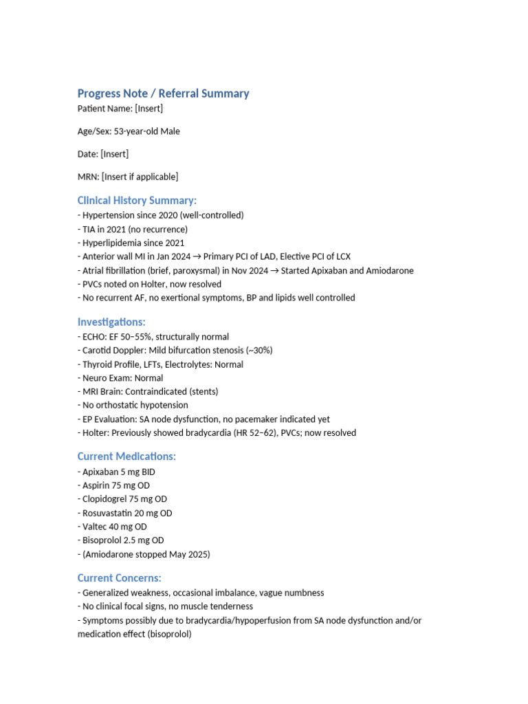 Progress Note Referral Summary | PDF