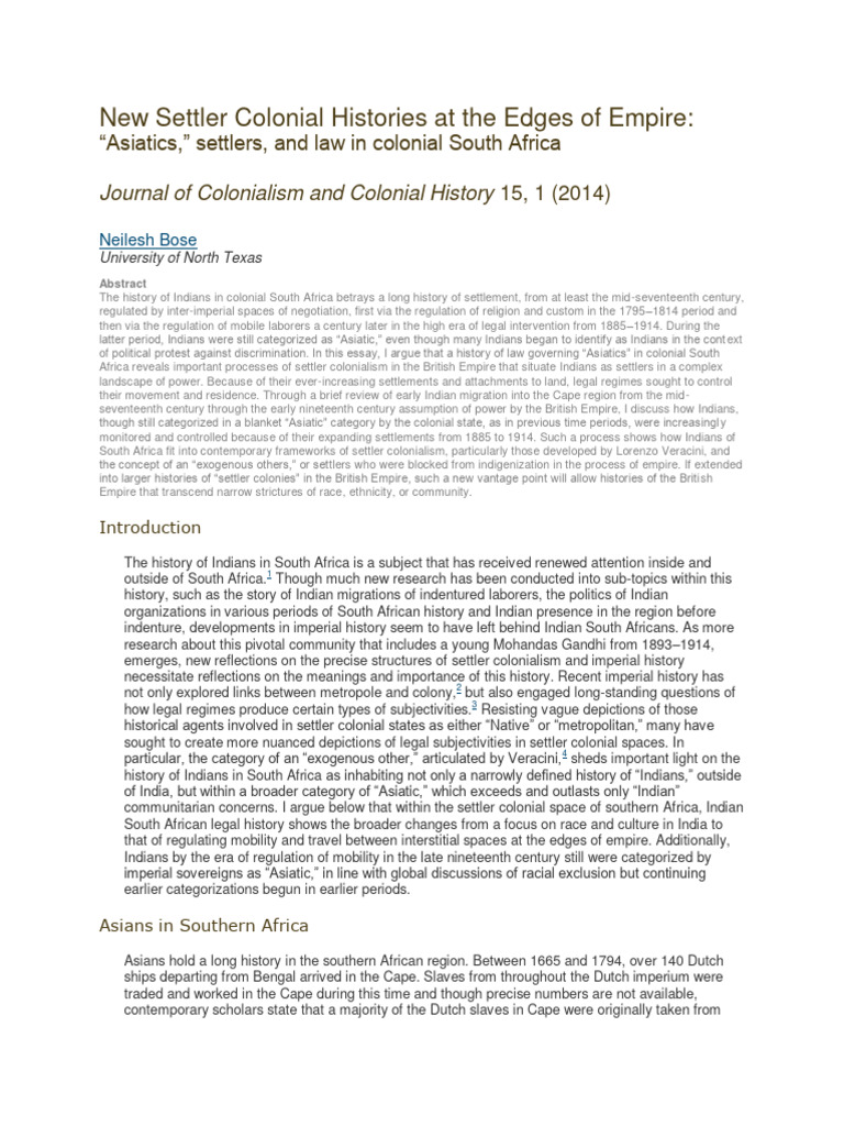 New Settler Colonial Histories at The Ednote | PDF | British Empire ...