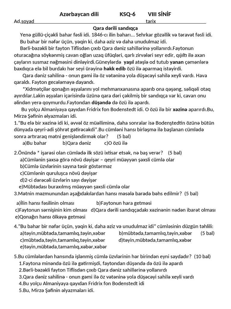 Azərbaycan Dili KSQ | PDF