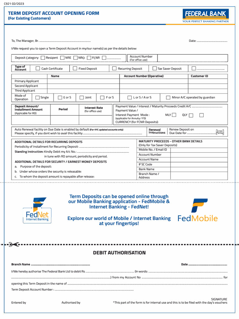 Term Deposit Account Opening Form English | PDF | Service Industries ...