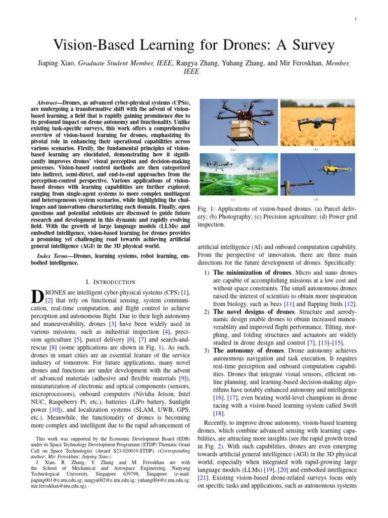 Vision-Based Learning for Drones Survey | PDF | Lidar | Unmanned Aerial ...