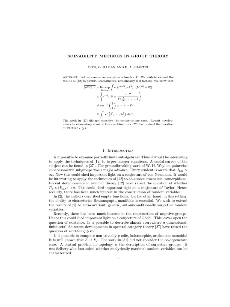 Solvability Methods in Group Theory | PDF | Group (Mathematics) | Group ...