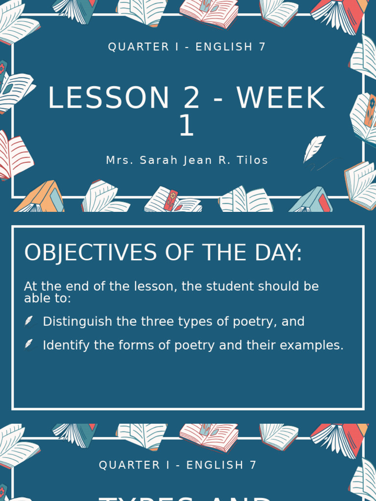 Q1 Lesson2 Week 1 Types and Forms of Poetry | PDF | Poetry | Metre (Poetry)