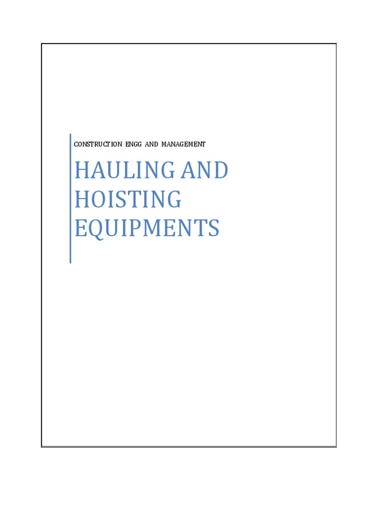 Hauling Equipments | PDF | Crane (Machine) | Truck