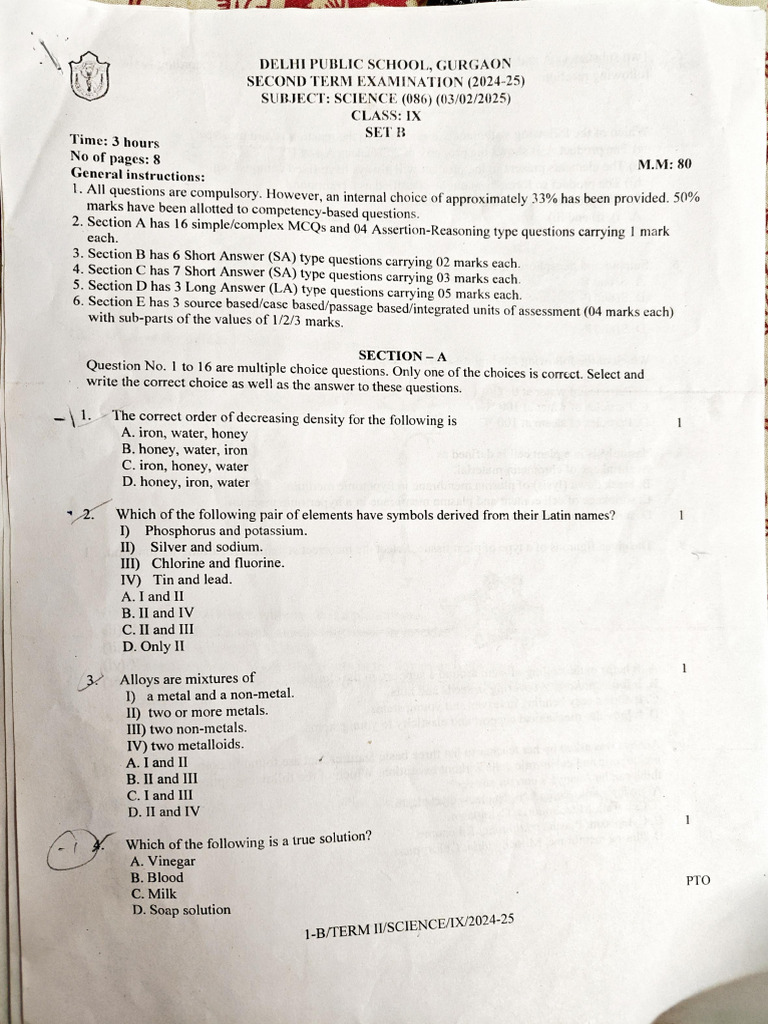 Science Ka Sample Paper | PDF | Beekeeping | Chemical Elements