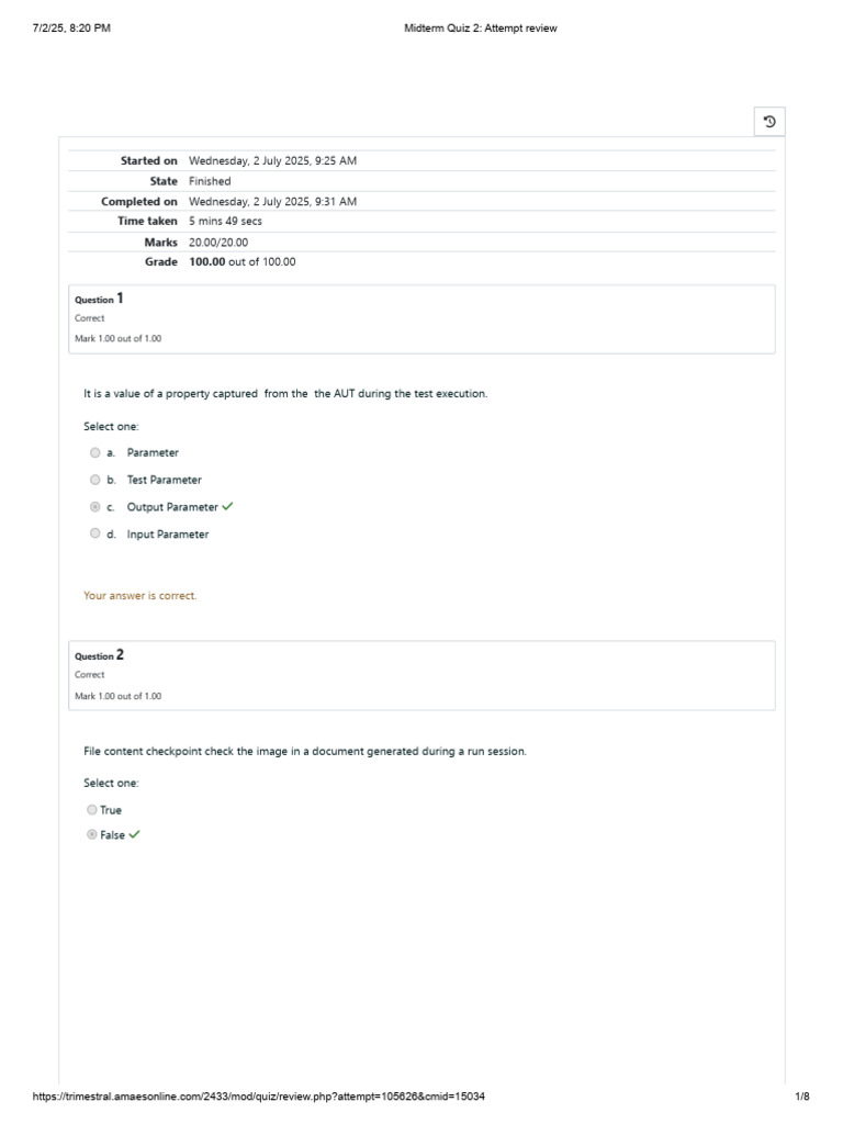 Midterm Quiz 2 Results and Review | PDF | Parameter (Computer ...