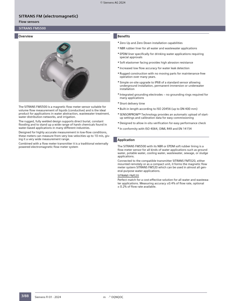 SITRANS FMS500 Flow Meter Overview | PDF | Flow Measurement