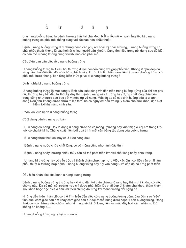U nang bu ồng trứng có phải phẫu thuật không? | PDF