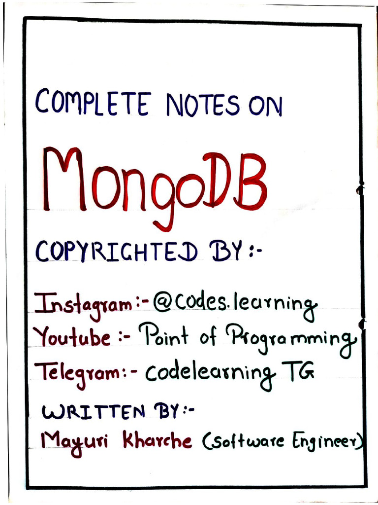 Mongodb Handwritten Notes Pdf