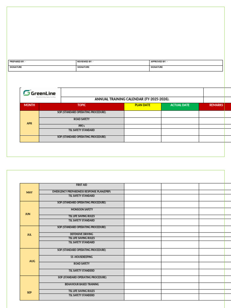 Annual Training Calendar Fy-2025-2026 | PDF