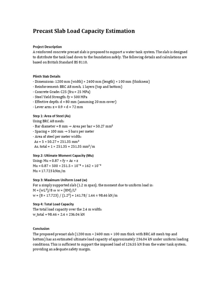 Rev 1 Precast Slab Load Capacity Estimation | PDF