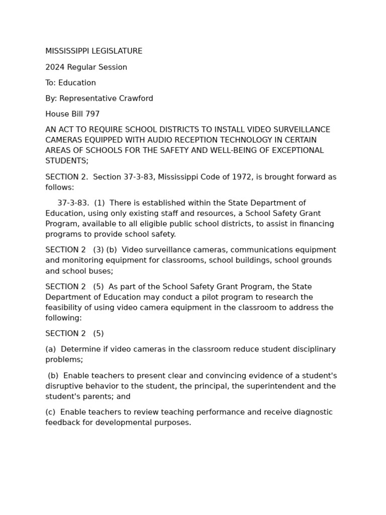 Mississippi Legislature House Bill 797 | PDF