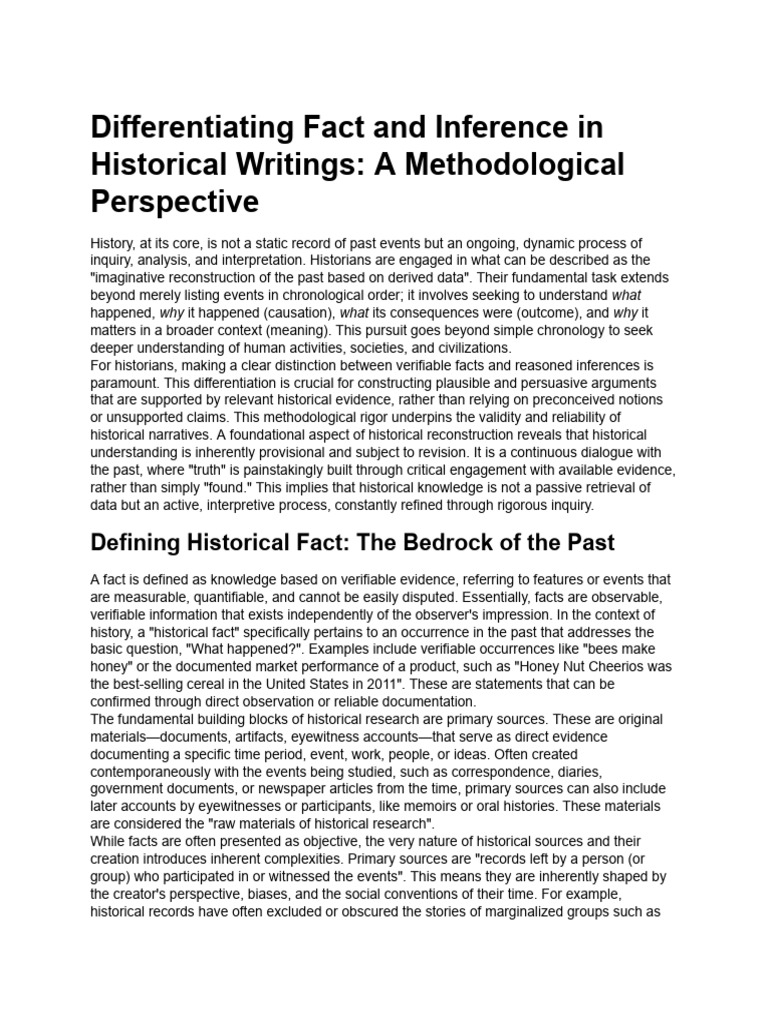 Fact Versus Inference in History | PDF | Inference | Knowledge