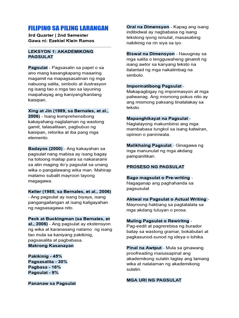 Filipino Sa Piling Larangan | PDF