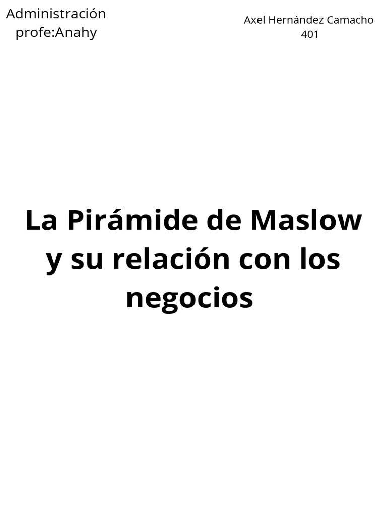 La Pirámide de Maslow y Su Relación Con Los Negocios - 20250612 ...