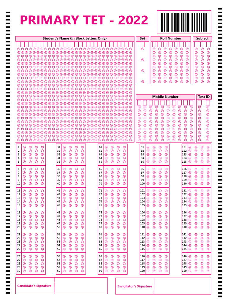 150 Question OMR Sheet Sample | PDF