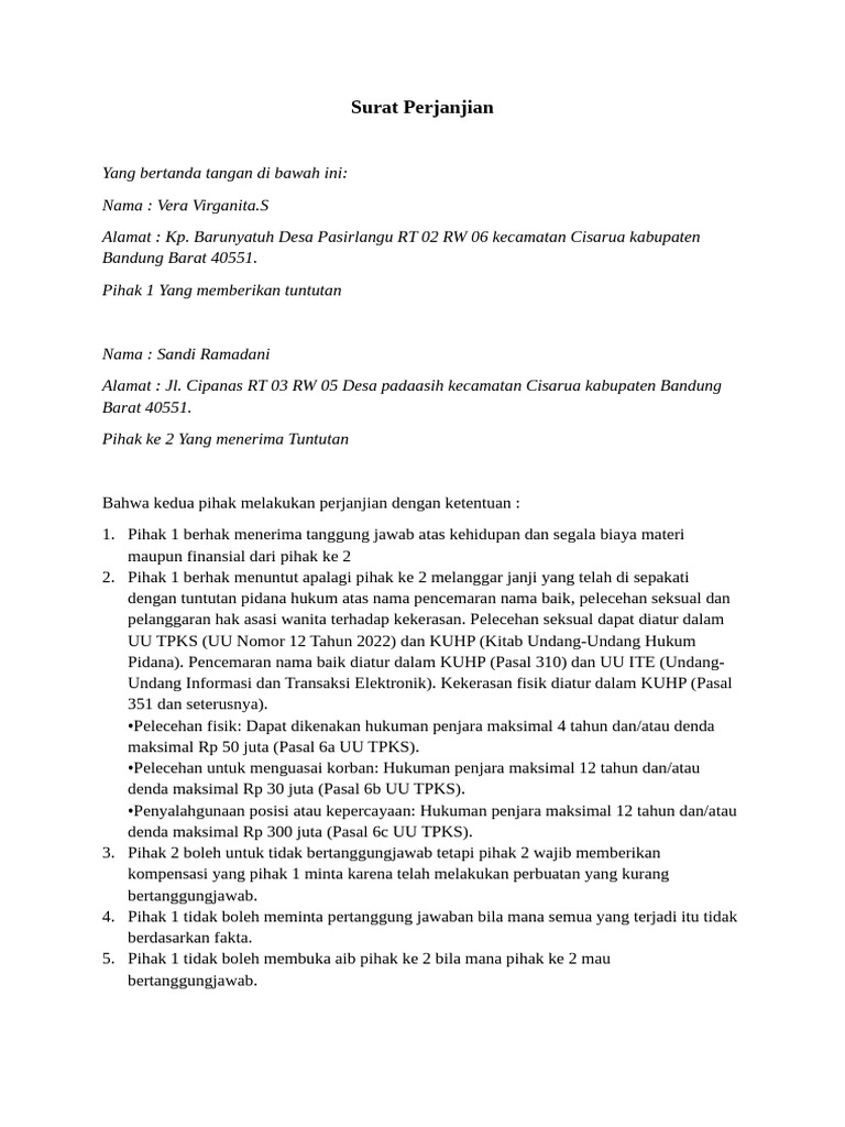 Surat Perjanjian. | PDF