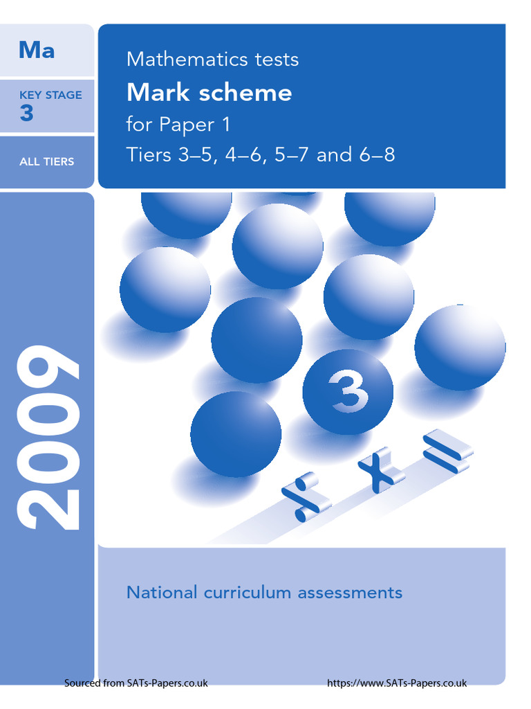 2010 Ks3 Mathematics 2009 Marking Scheme Paper 1 | PDF | Mathematics | Arithmetic