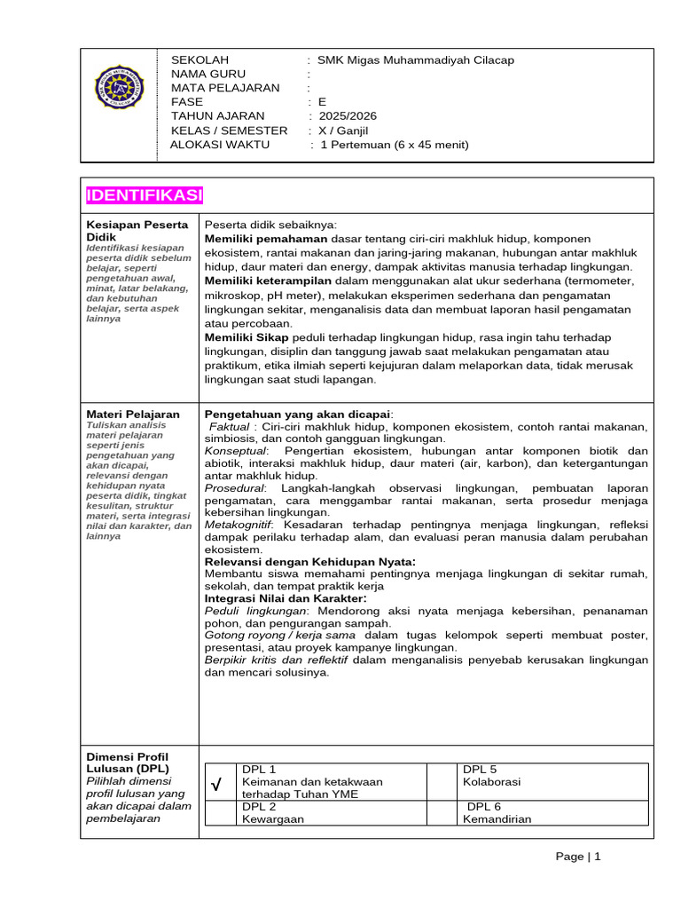Format - MODUL AJAR Deep Learning | PDF