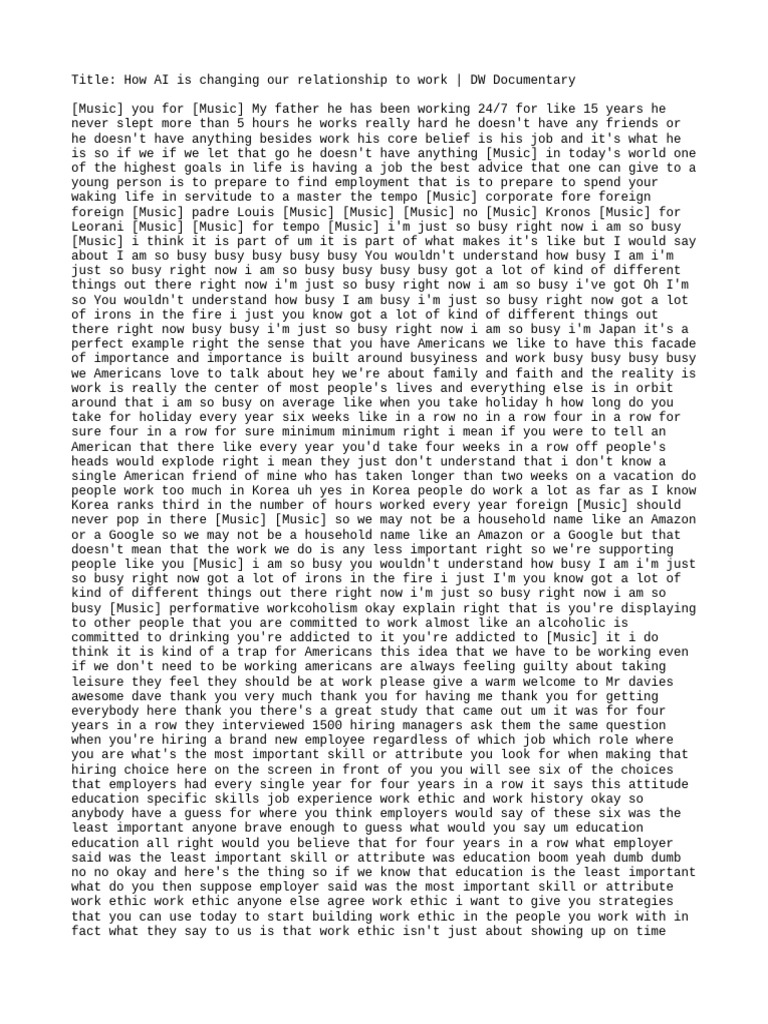 How Ai Is Changing Our Relationship To Work DW Documentary | PDF ...