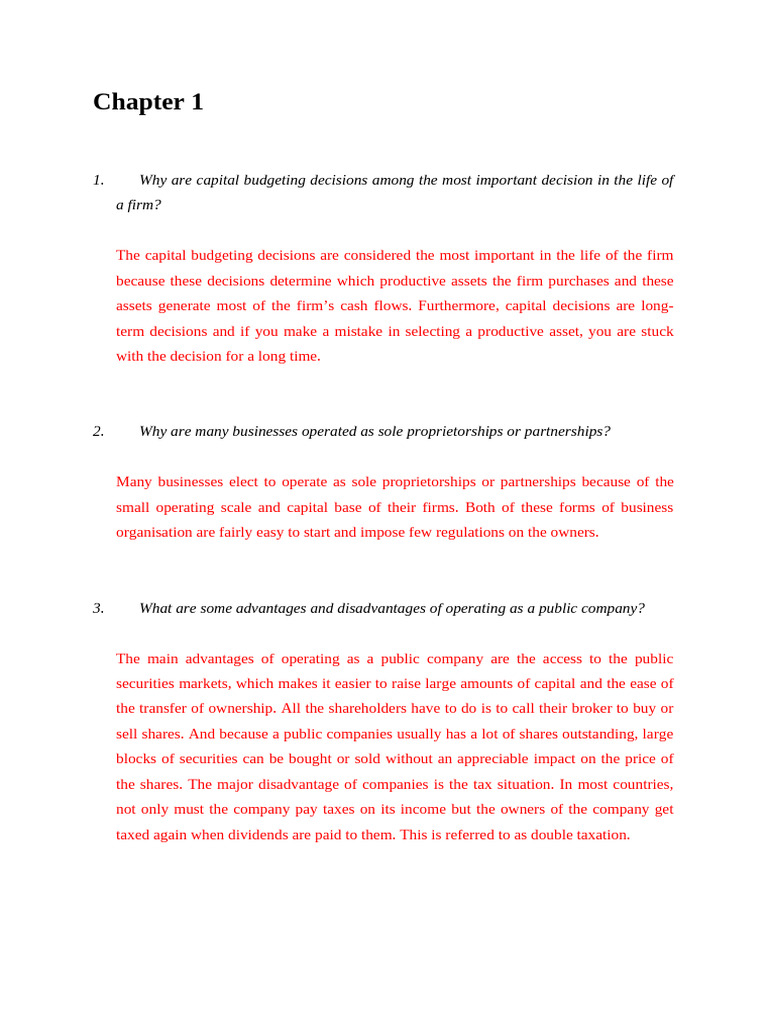 Ch01-Tutorial Ques and Ans | PDF | Equity (Finance) | Business