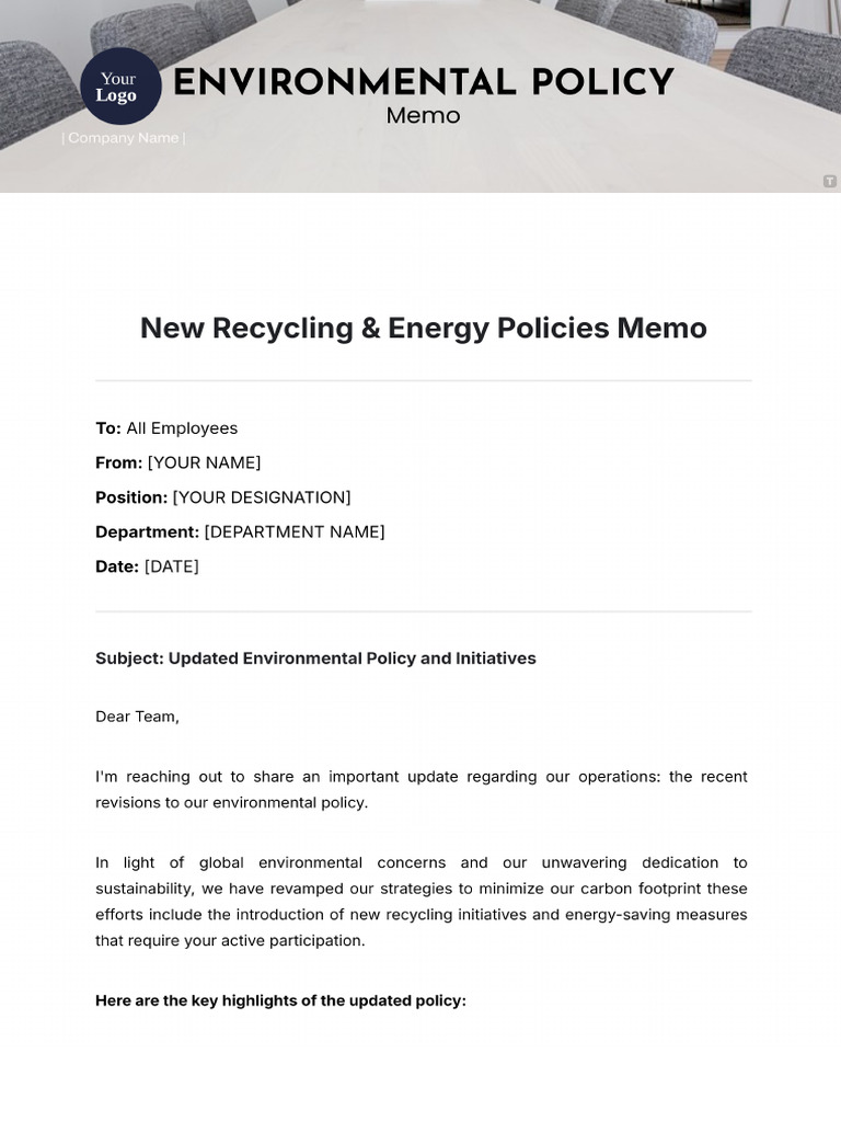 Environmental Policy Memo Template | PDF