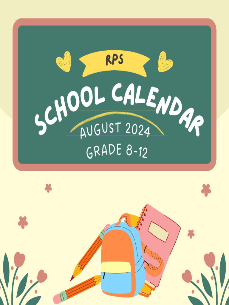 SCH Ool Calendar: AUGUST 2024 GRADE 8-12 | PDF