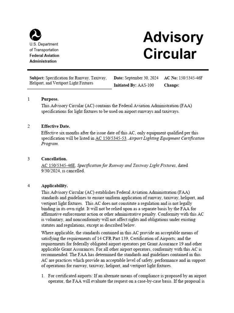 FAA Specifications for Airport Lighting | PDF | Federal Aviation ...