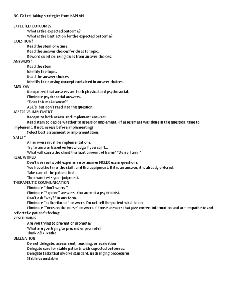 NCLEX Test Taking Tips | PDF | National Council Licensure Examination ...