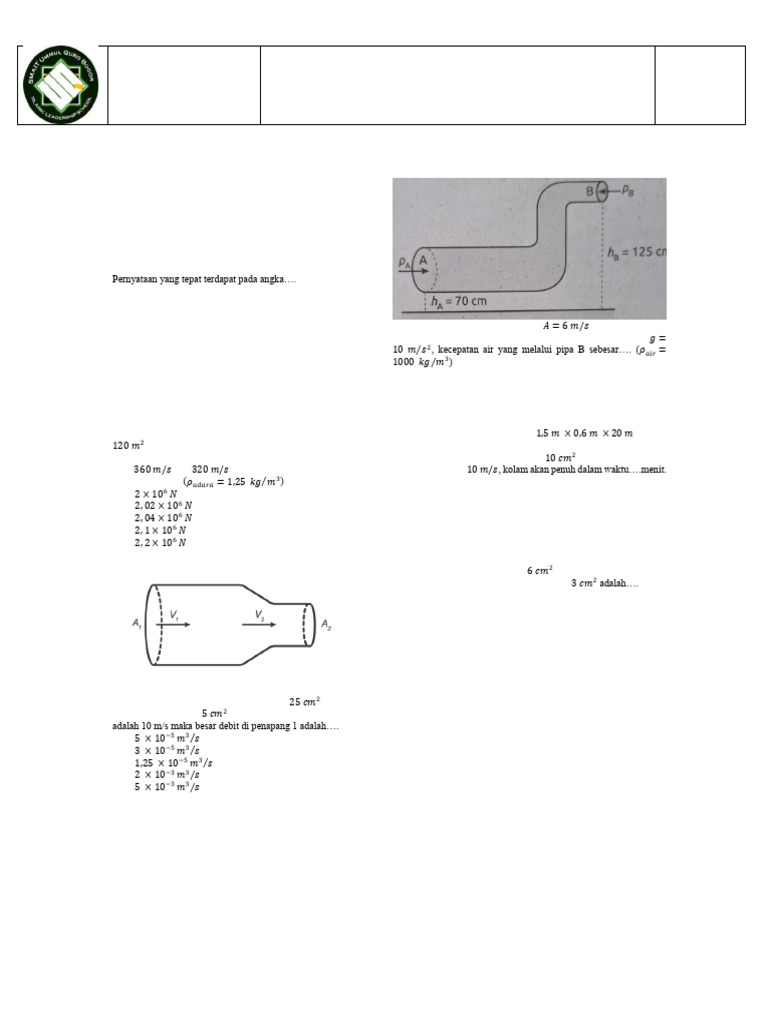 Latihan Soal Fluida Dinamis | PDF