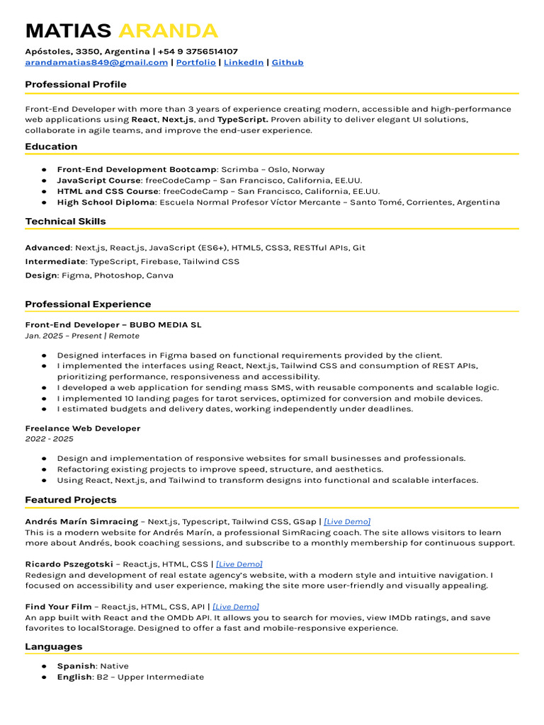 Matias Aranda CV Eng | PDF | World Wide Web | Internet & Web