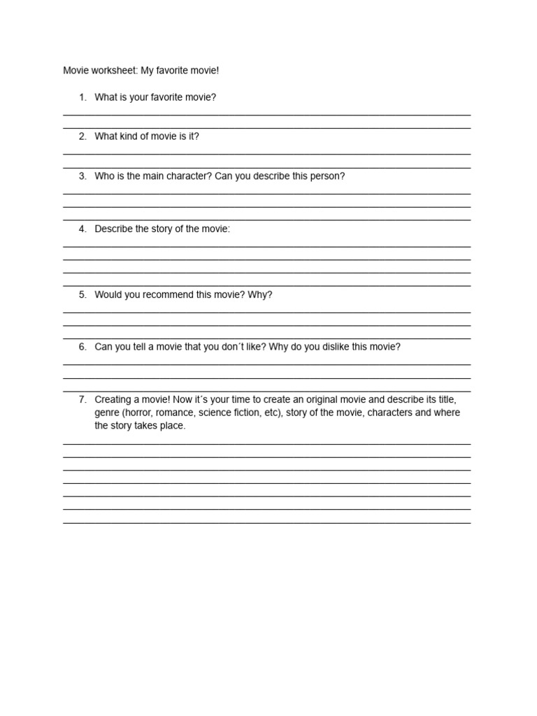 My Favorite Movie Worksheet | PDF | Chess Theory | Chess