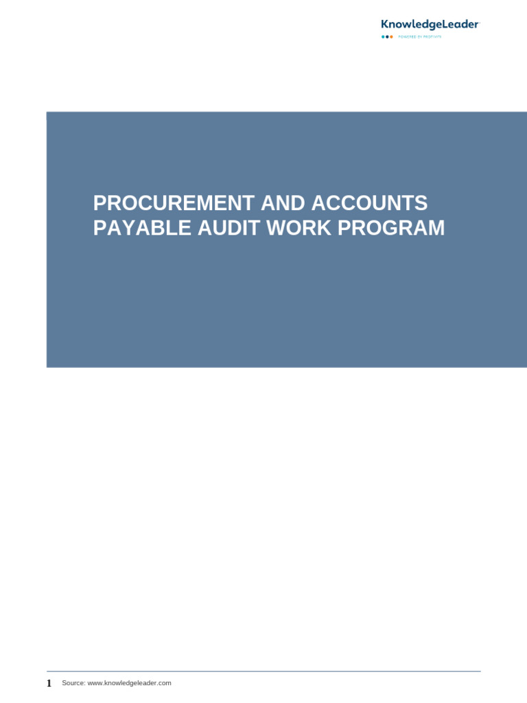 Procurement and Accounts Payable Audit Work Program | PDF | Accounts Payable | Audit