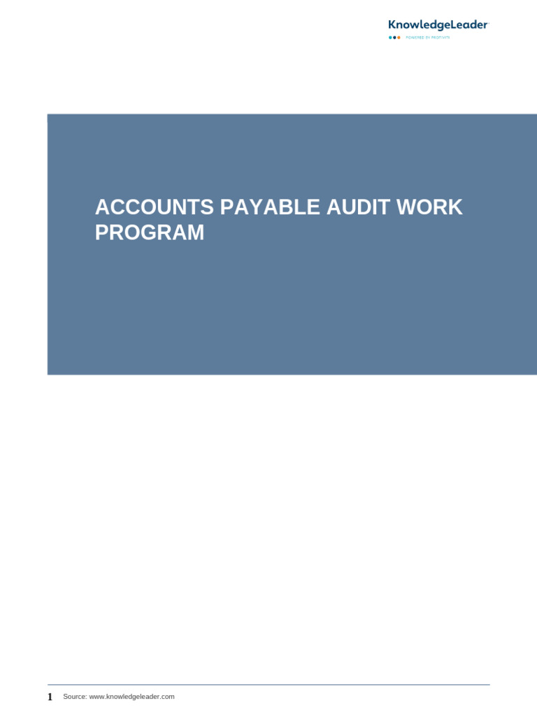 Accounts Payable Audit Work Program | PDF | Accounts Payable | Audit