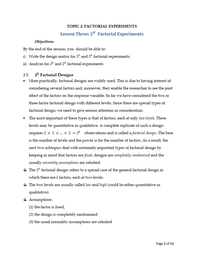 DoE 2 - Lesson 3 - Factorial Design at 2 Levels | PDF | Analysis Of ...