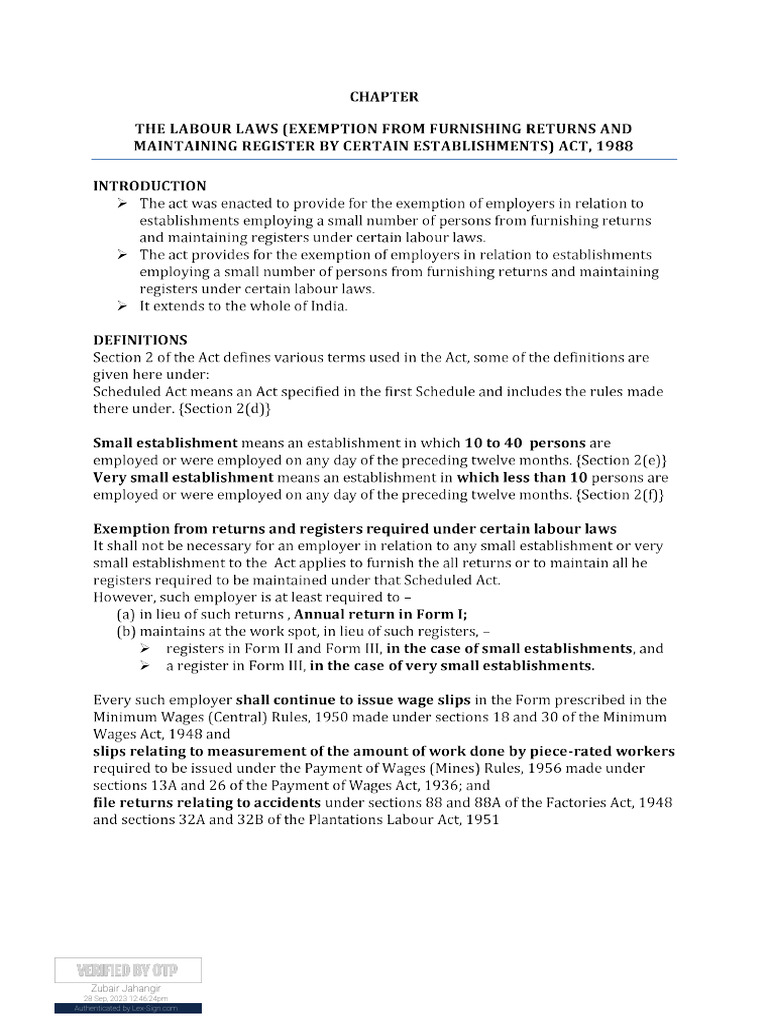 Labour Law Exemptions | PDF