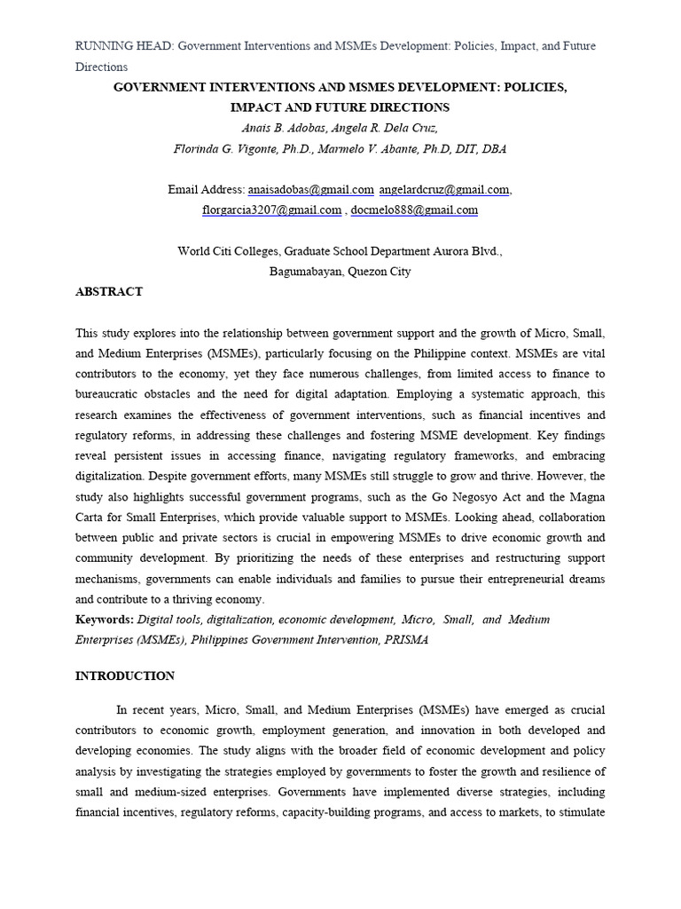 Government Support for MSME Growth | PDF | Small And Medium Sized ...
