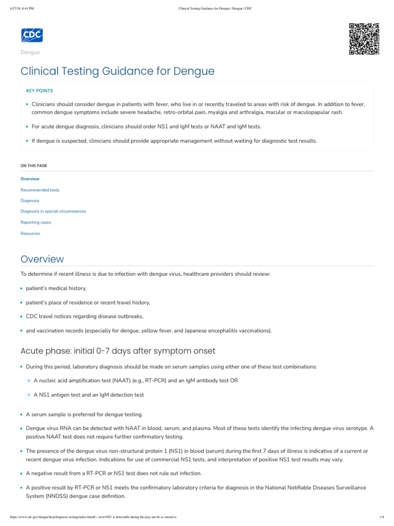 Clinical Testing Guidance For Dengue - Dengue - CDC | PDF | Serology ...