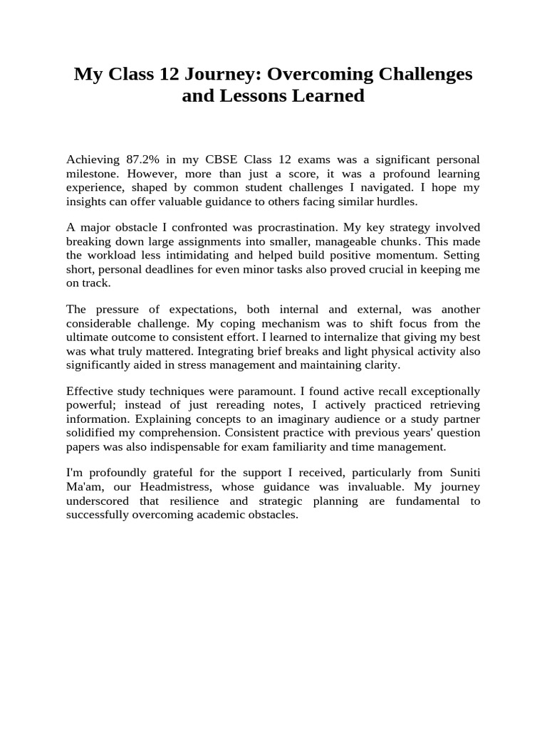 My Class 12 Journey | PDF