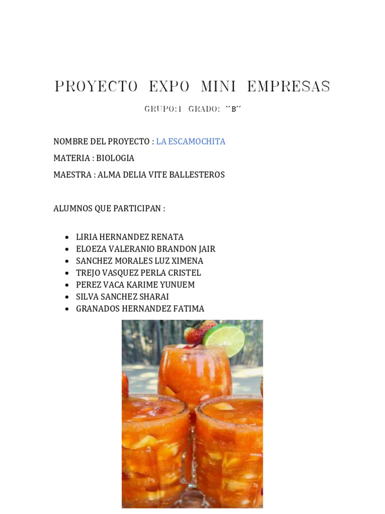 Proyecto Expo Mini Empresas - Biologia | PDF | Vitamina C | Antioxidante