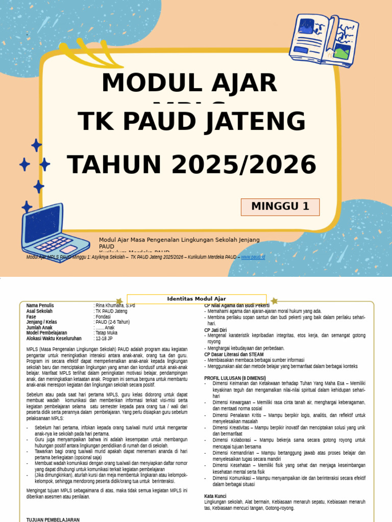 Modul Ajar MPLS PAUD 2025/2026 | PDF