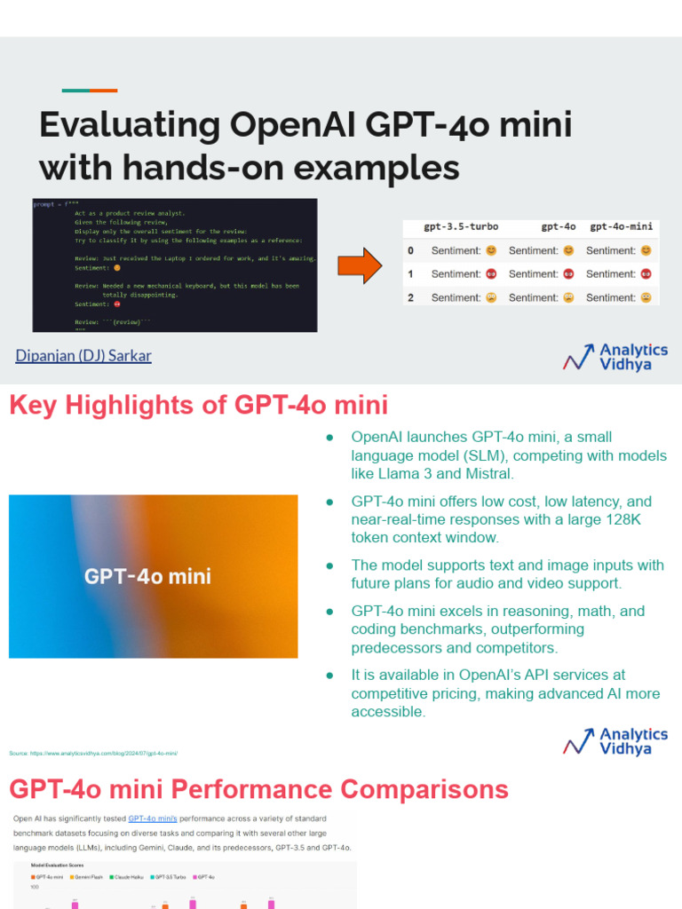 Evaluating Openai Gpt-4O Mini With Hands-On Examples: Dipanjan (DJ ...