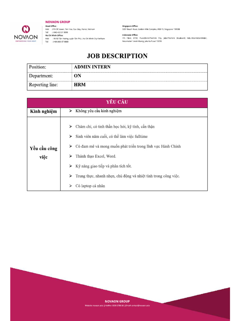 JD Admin Intern | PDF