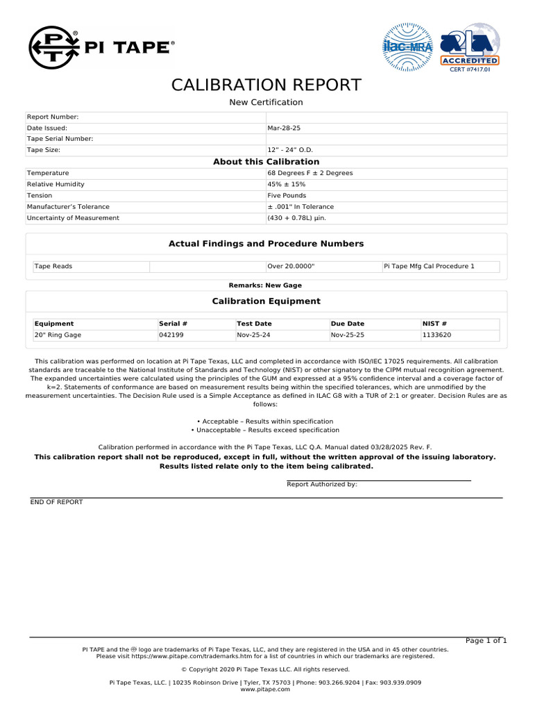 Sample Calib Report | PDF | Calibration | Metrology