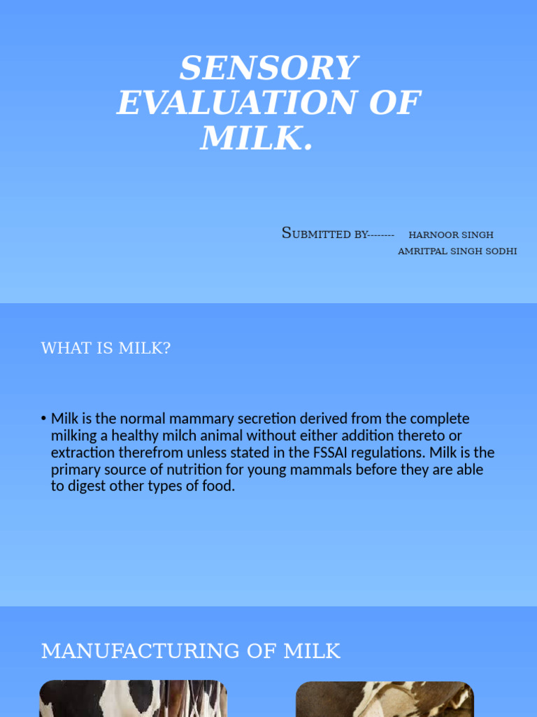 Sensory Evaluation of Milk | PDF | Taste | Milk